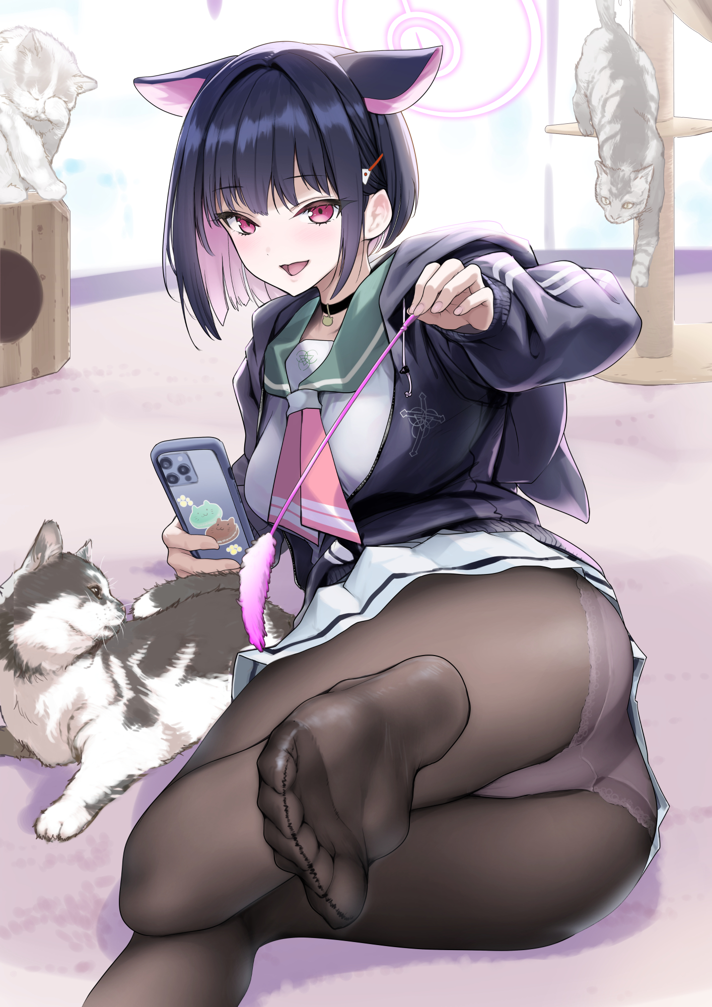 nylon blue archive kyouyama kazusa animal ears cameltoe feet halo neko nekomimi pantsu pantyhose ...